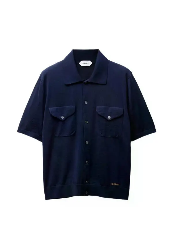Versace Embroidered Wool Knit Shirt