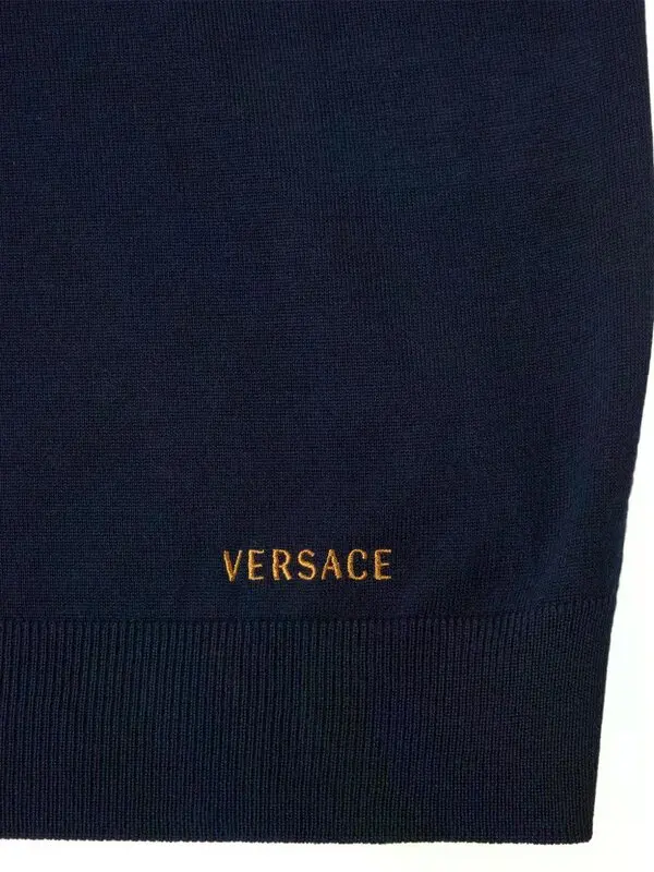 Versace Embroidered Wool Knit Shirt