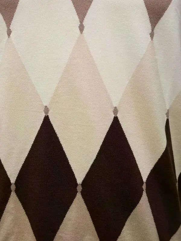 BALLANTYNE Argyle Intarsia-knit V-neck Sweater - Neutrals