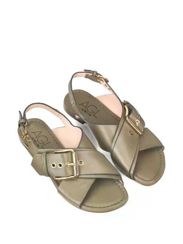 Agl Buckled Flat Sandals - Green