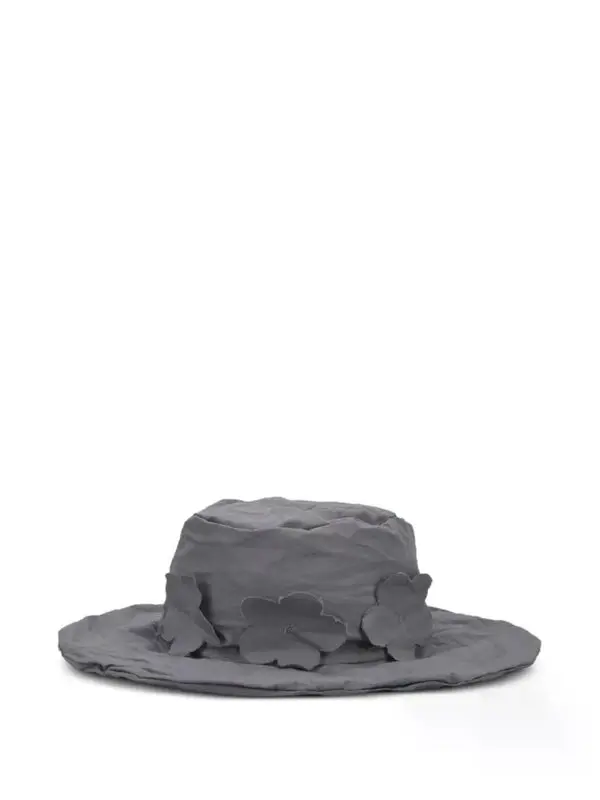 SCHA Flower-appliqué Hat - Grey
