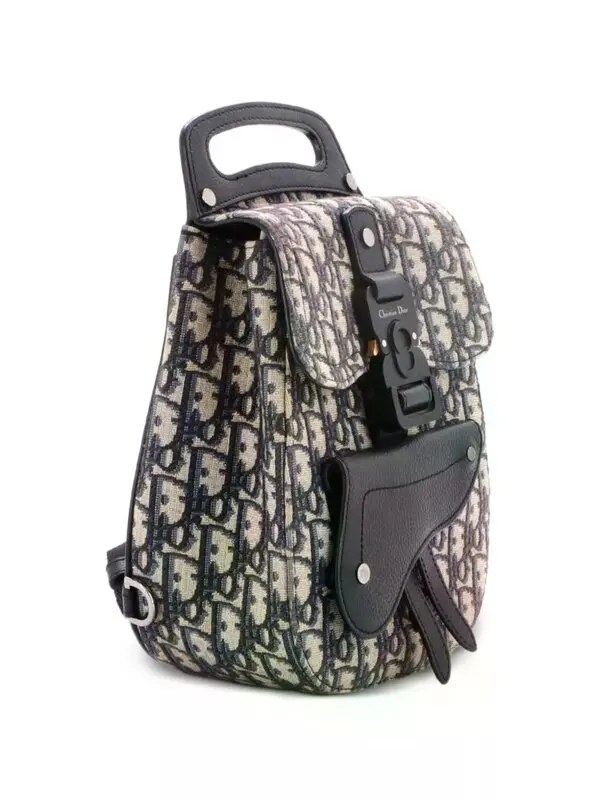 Dior Saddle Oblique Canvas Mini Backpack - Blue