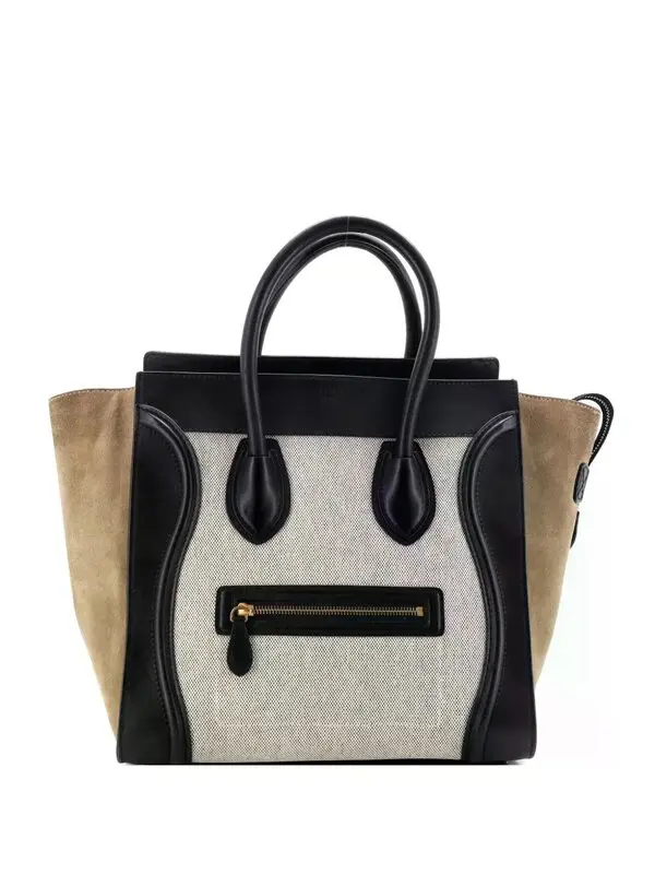 Celine Tricolor Luggage Bag Canvas And Leather Micro Tote Bag - Neutrals