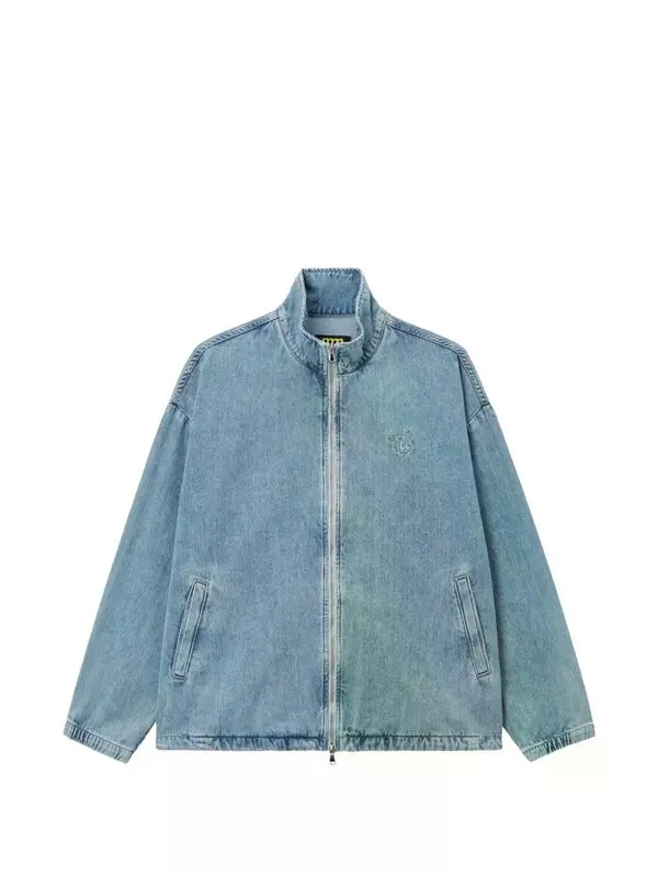 MINI CREAM Zip-up Embroidered Denim Jacket - Blue