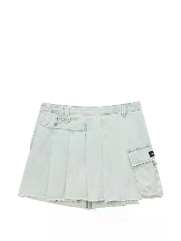 MUSIUM DIV. Pleated Frayed Mini Skirt With Cargo Pockets - Blue