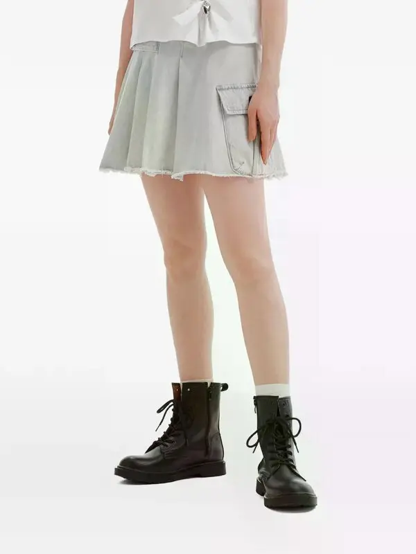 MUSIUM DIV. Pleated Frayed Mini Skirt With Cargo Pockets
