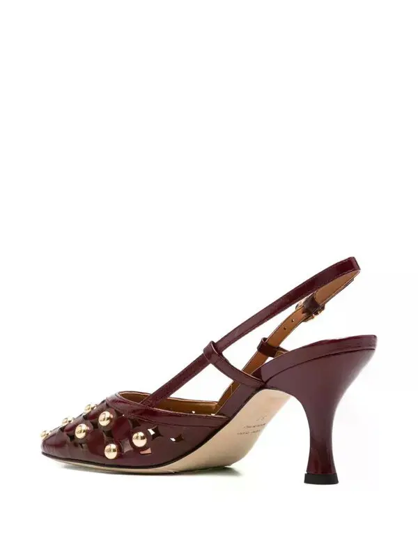 EVALUNA Bordeaux Cut-out Heeled Pumps - Red