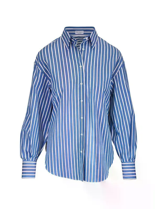 Brunello Cucinelli Striped Cotton Shirt - Blue