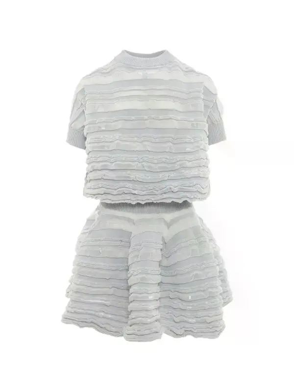 CFCL Striped Ribbed Mini Dress - Grey