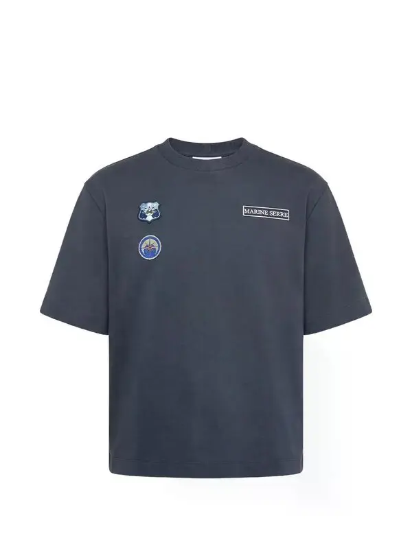 MARINE SERRE Scout Patches Crewneck T-shirt - Blue