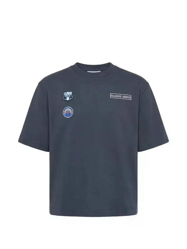 MARINE SERRE Scout Patches Crew-neck T-shirt - Blue