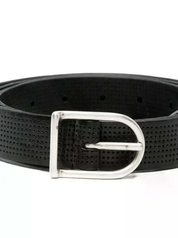DELL'OGLIO Perforated Buckle Belt - Black