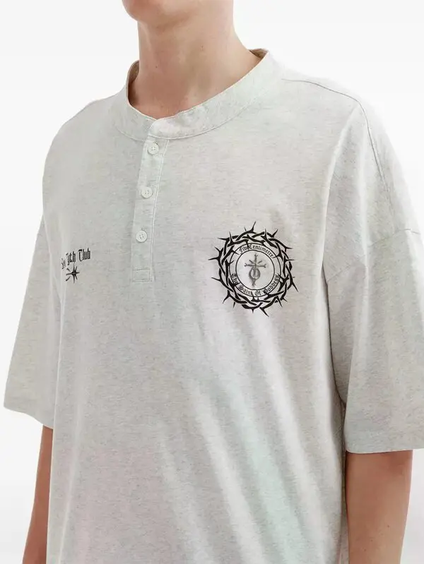 FIVE CM Button Graphic T-shirt - Grey
