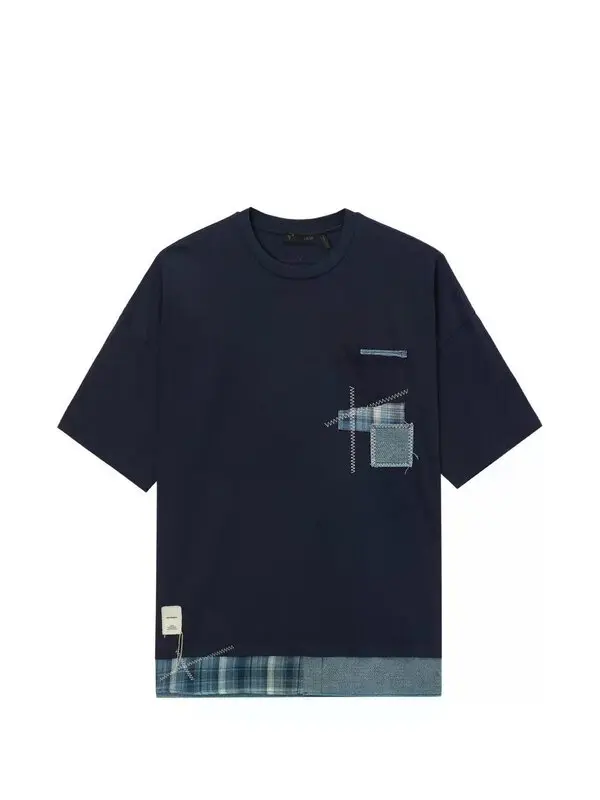 FIVE CM Patchwork Detail T-shirt - Blue