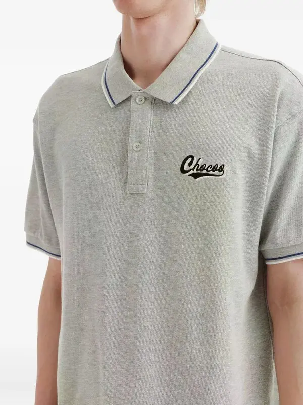 CHOCOOLATE Piped Embroidered Polo Shirt - Grey