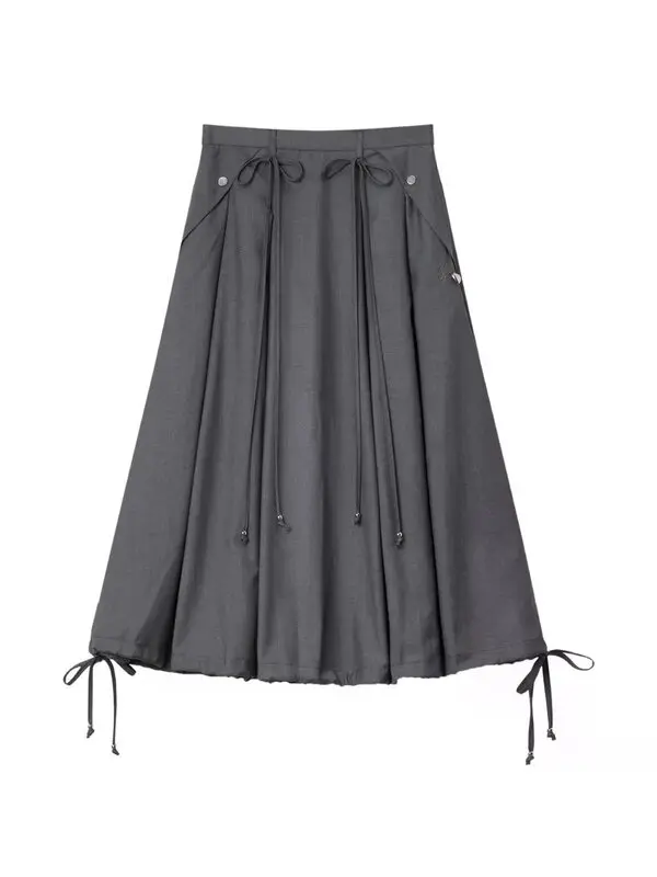 MUSIUM DIV. Drawstring Pleated Midi Skirt - Grey