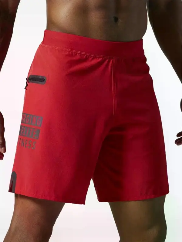 REEBOK Graphic Print Zip Track Shorts - Red
