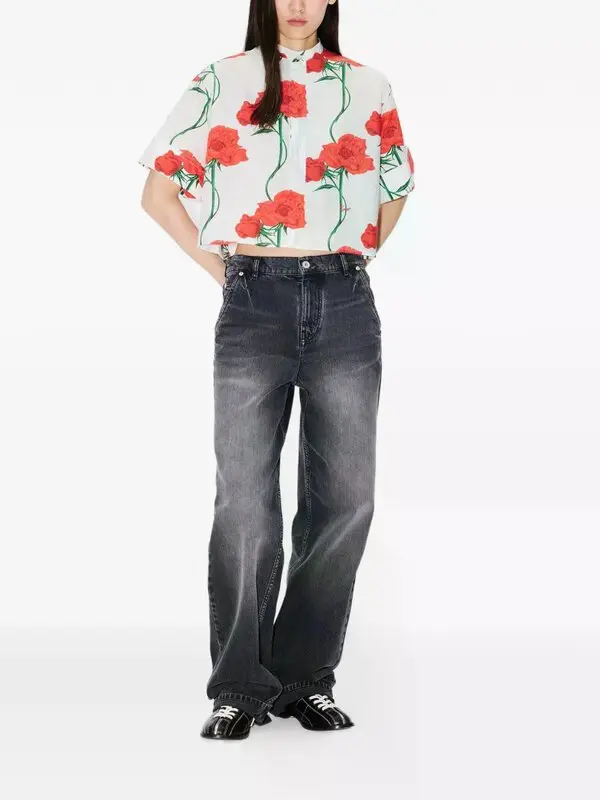 Kenzo Floral Print Cropped Shirt