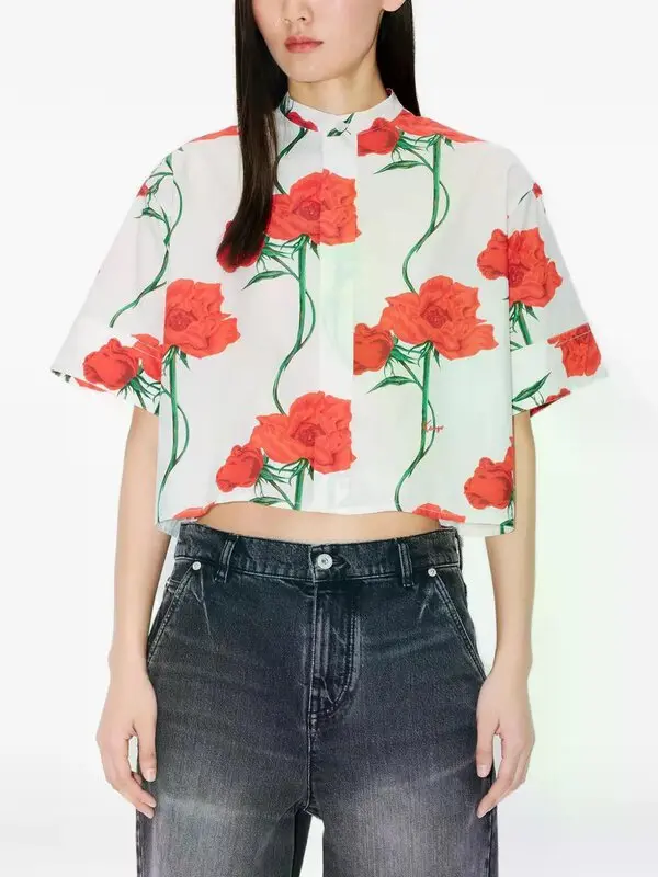 Kenzo Floral Print Cropped Shirt