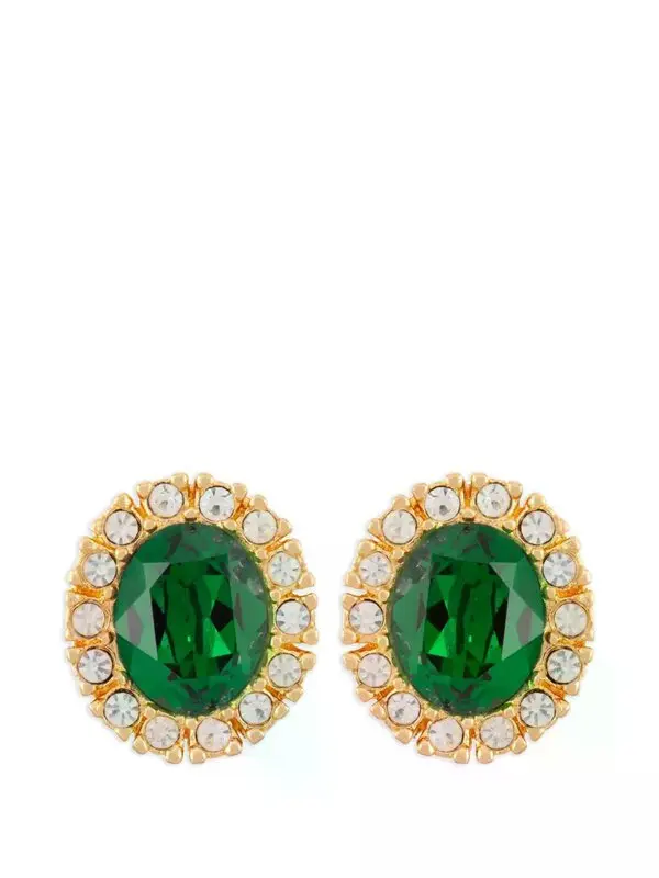 Dior Gold-tone Emerald- Crystal Clip-on Earrings - Green