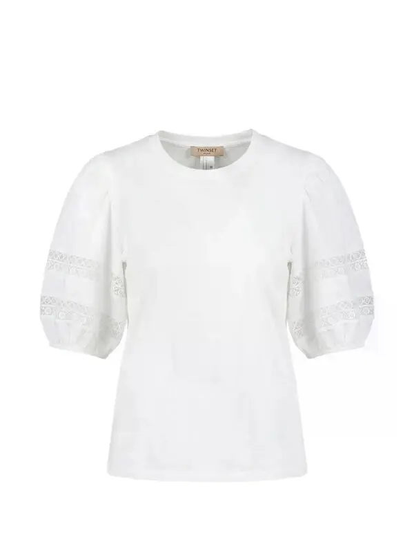 TWINSET Lace-embellished Puff Sleeve T-shirt - White