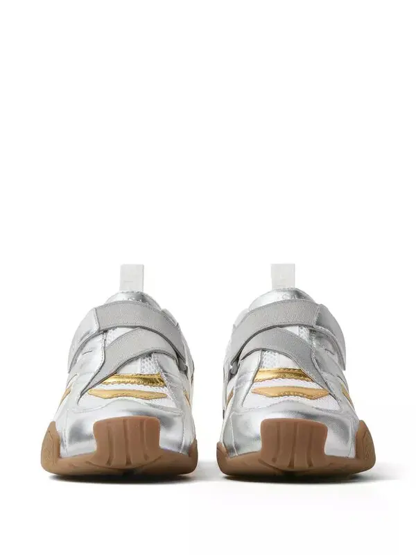 Versace Galaxia Metallic Leather And Mesh Sneakers
