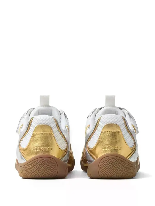 Versace Galaxia Metallic Leather And Mesh Sneakers