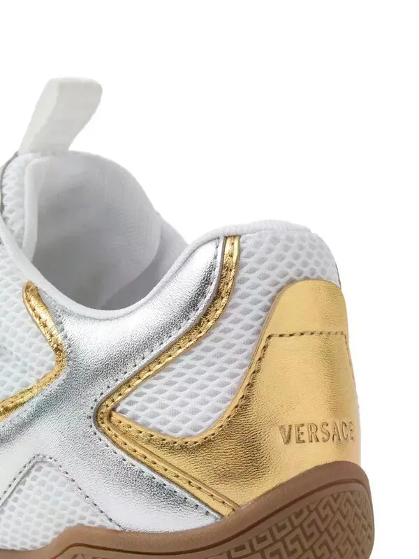 Versace Galaxia Metallic Leather And Mesh Sneakers