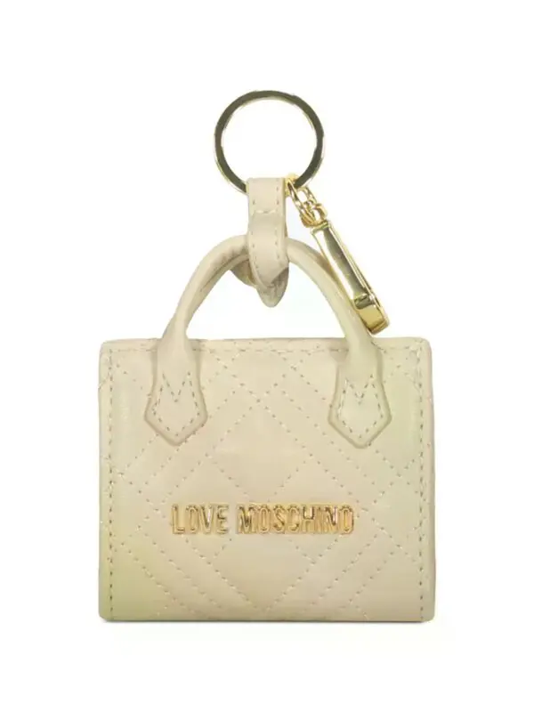 Moschino Quilted-bag Keyring - Neutrals