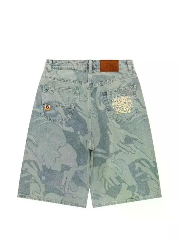 AAPE BY *A BATHING APE Camouflage Print Denim Shorts - Blue