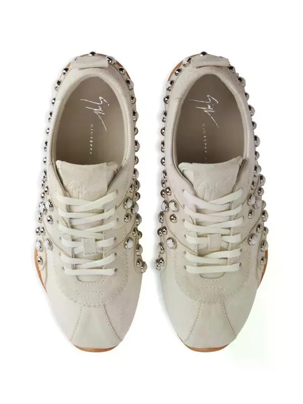 GIUSEPPE ZANOTTI Stud-embellished Low-top Sneakers - Neutrals