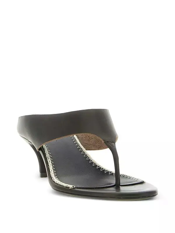 Magda Butrym Leather Curved Stitching Sandals - Brown