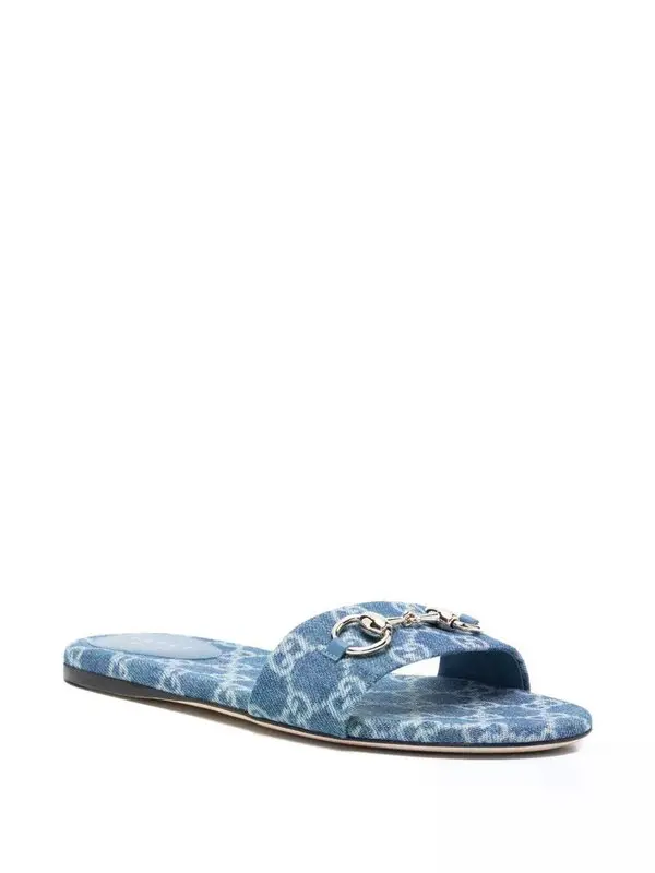Gucci Gg Flat Sandals - Blue
