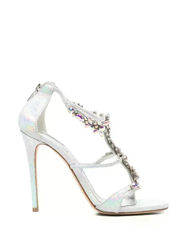 LE SILLA Crystal Embellished Zip Fastening Sandals - Silver