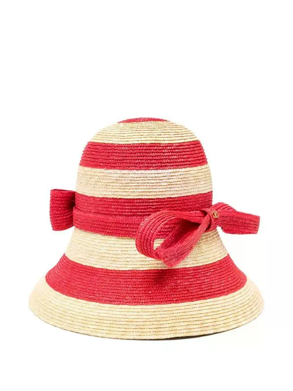 Valentino Garavani Striped Straw Sun Hat With Bow Detail - Red