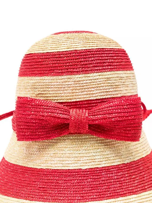 Valentino Garavani Striped Straw Sun Hat With Bow Detail - Red
