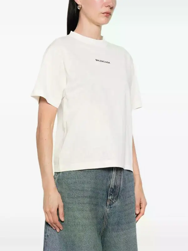 Balenciaga Logo Embroidered Crewneck T-shirt - Neutrals