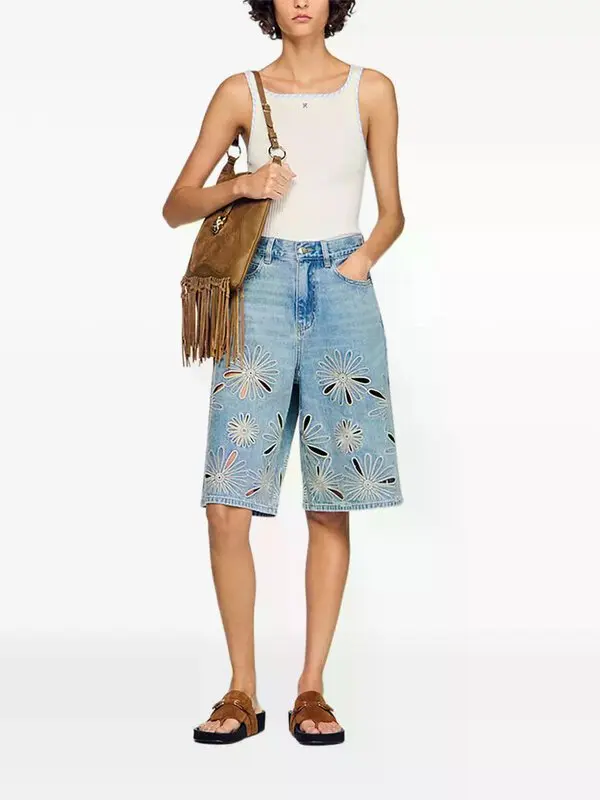 Sandro Ribbed Knit Vest Top With Striped Trim