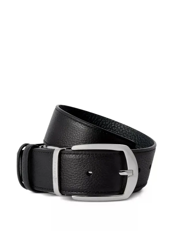 SERAPIAN Leather Belt With Silver-tone Hardware - Black