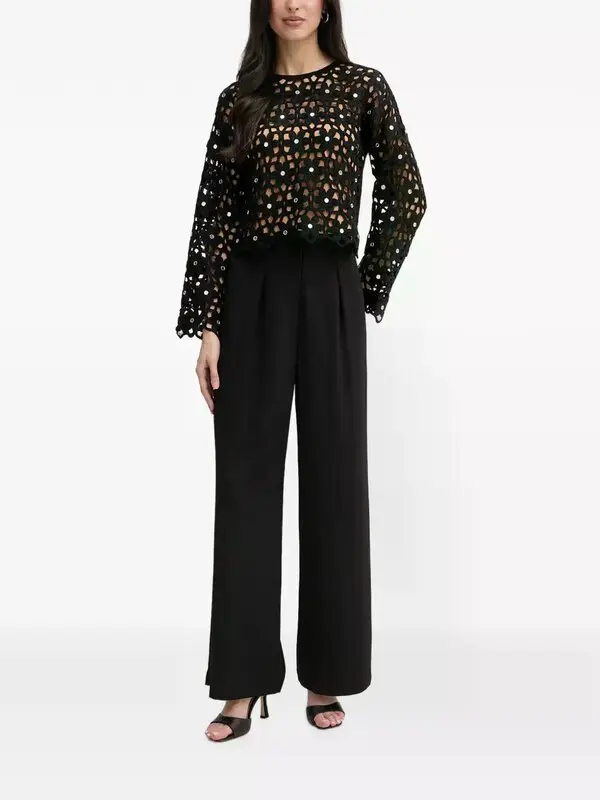 Michael Kors Openwork Long Sleeve Sweater - Black