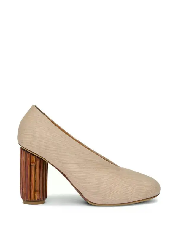 Moschino Cotton Pumps With Block Heel - Neutrals