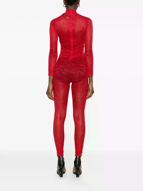 Alchemy Fashions Lace Long-sleeved Jumpsuit - Red