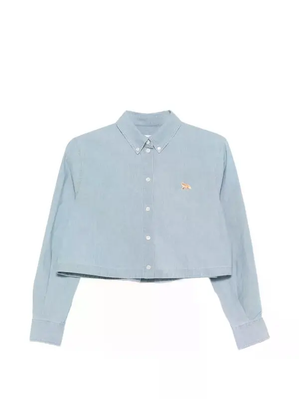 Maison Kitsuné Cropped Embroidered Shirt - Blue
