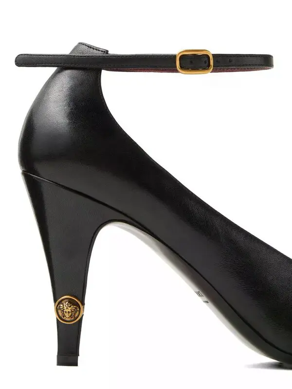 Versace Leather Pumps With Embellished Medusa Heel
