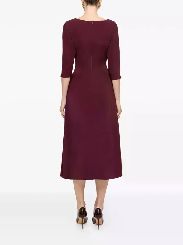 NISSA Bordeaux Pleated Midi Dress