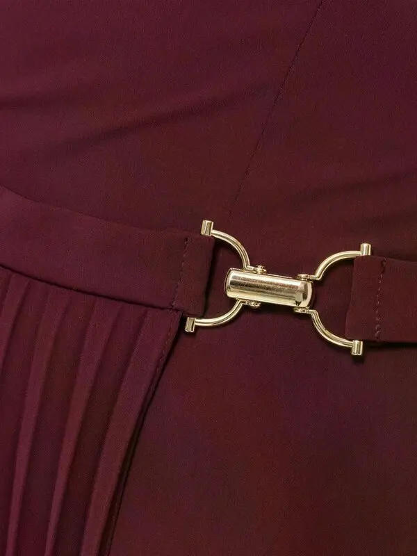 NISSA Bordeaux Pleated Midi Dress