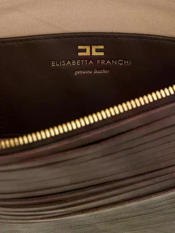 Elisabetta Franchi Fringed Leather Clutch Bag - Brown