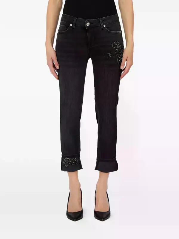 Liu Jo Embellished Turn-up Hem Trousers - Black
