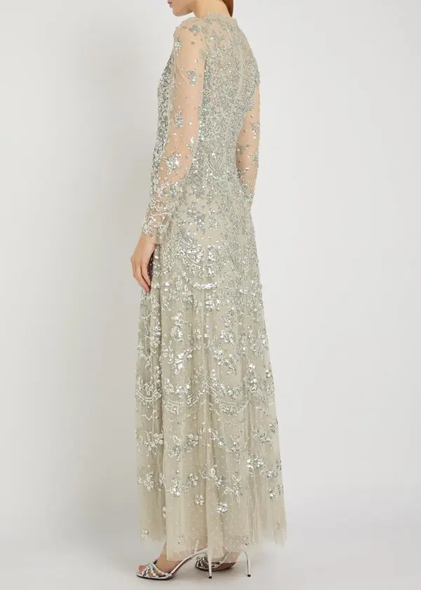 NEEDLE & THREAD Freya Sequin-embellished Tulle Gown - Light Green