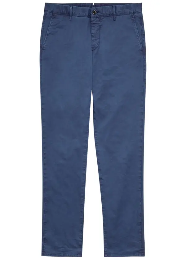 SLOWEAR Slim-leg Stretch-cotton Trousers - Navy